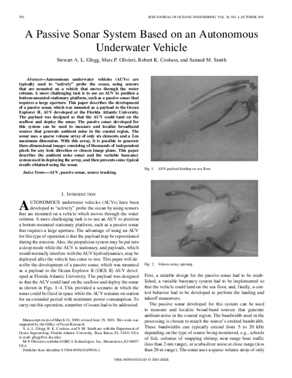 (PDF) A passive sonar system based on an autonomous underwater vehicle