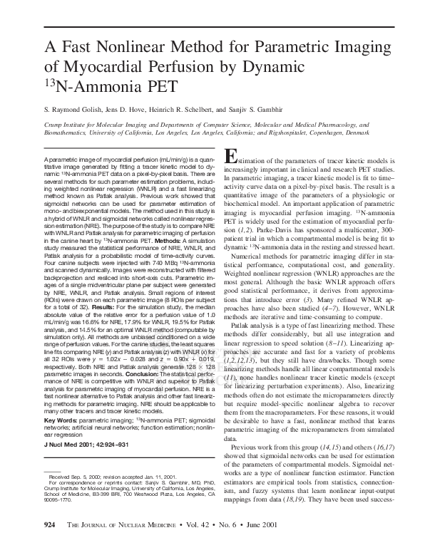 (PDF) A Fast Nonlinear Method for Parametric Imaging of Myocardial Perfusion by Dynamic 13N ...