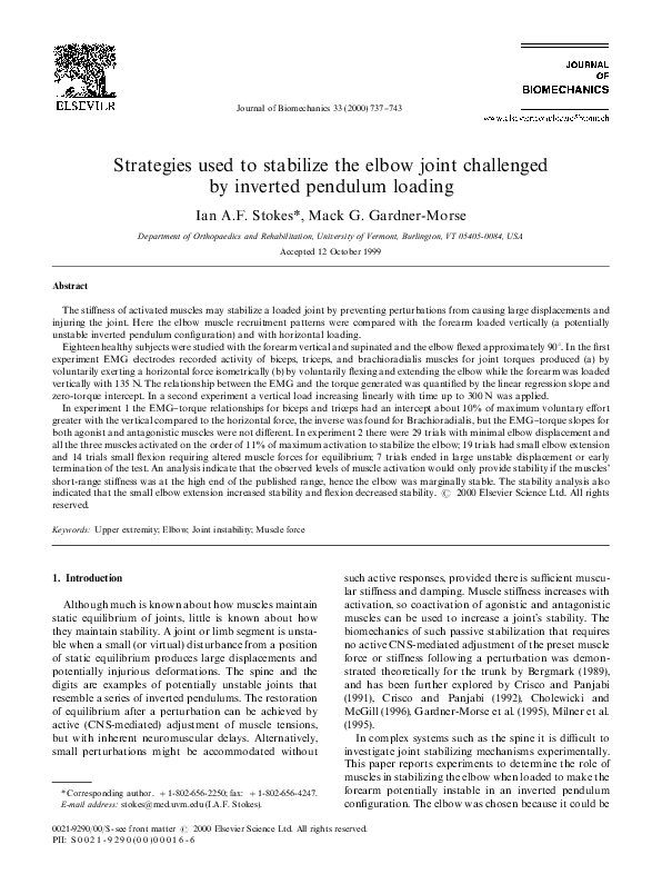 (PDF) Strategies used to stabilize the elbow joint challenged by ...