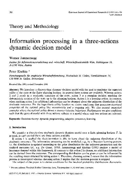 (PDF) Information processing in a three-actions dynamic decision model