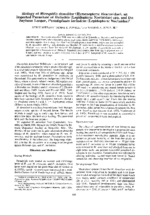 (PDF) Biology of Microplitis demolitor (Hymenoptera: Braconidae), an ...