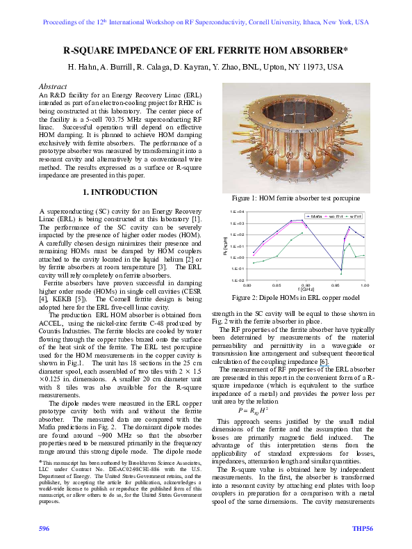 (PDF) R-square impedance of ERL ferrite HOM absorber