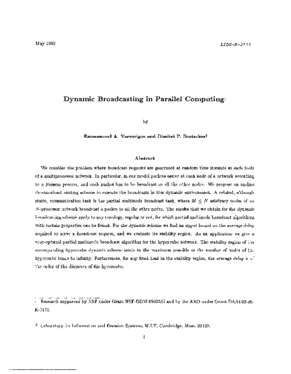 (PDF) Dynamic broadcasting in parallel computing