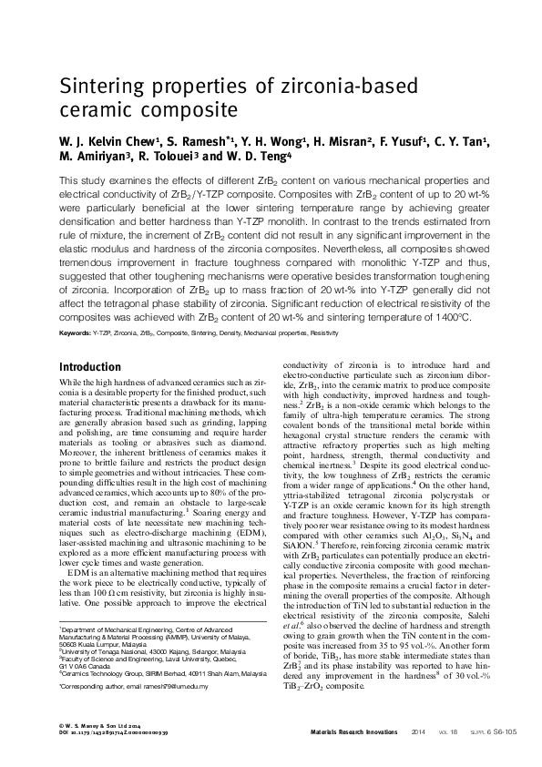 (PDF) Sintering properties of zirconia-based ceramic composite