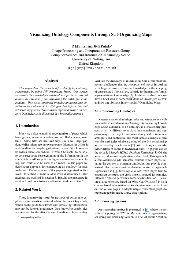 (PDF) Visualizing ontology components through self-organizing maps
