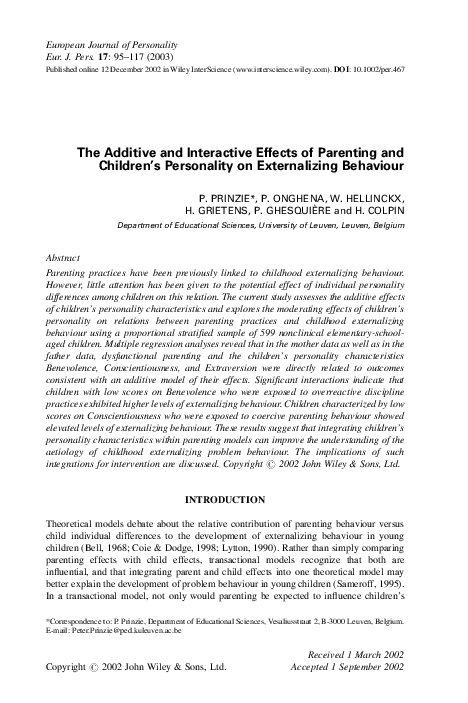 (PDF) The additive and interactive effects of parenting and children's ...