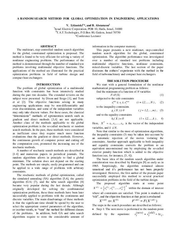 Pdf Mars A Multistart Adaptive Random Search Method For Global Constrained Optimization In
