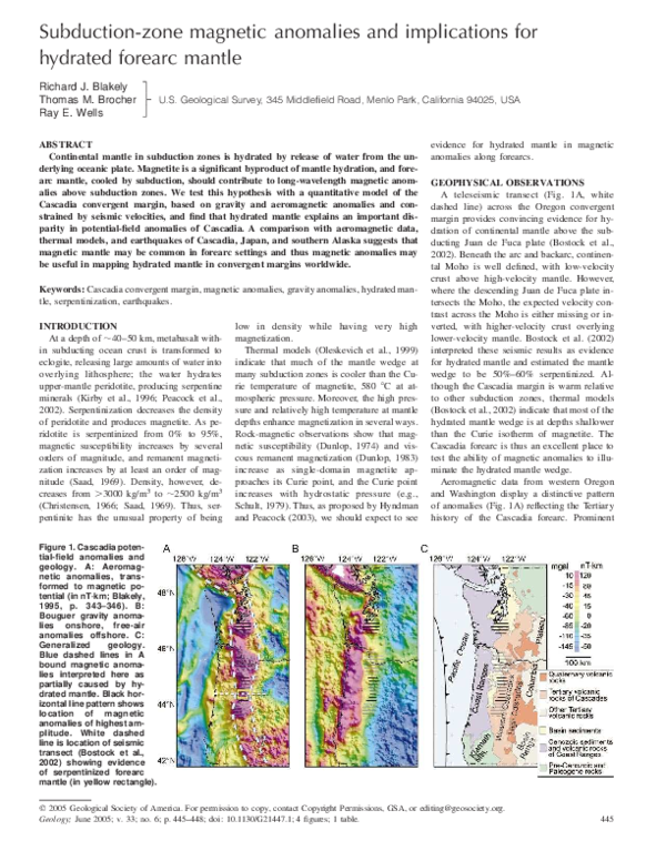 (PDF) Subduction-zone magnetic anomalies and implications for hydrated ...