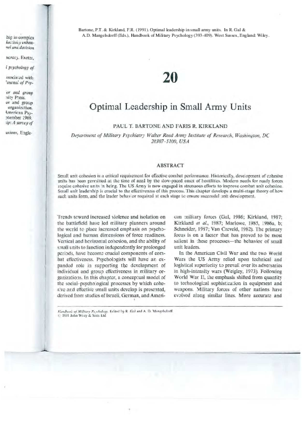 (PDF) Optimal leadership in small army units