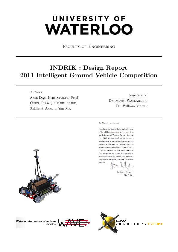(PDF) INDRIK: Design Report 2011 Intelligent Ground Vehicle Competition
