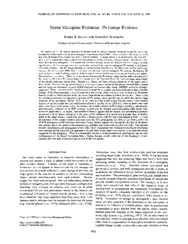 (PDF) Easter microplate evolution: Pb isotope evidence