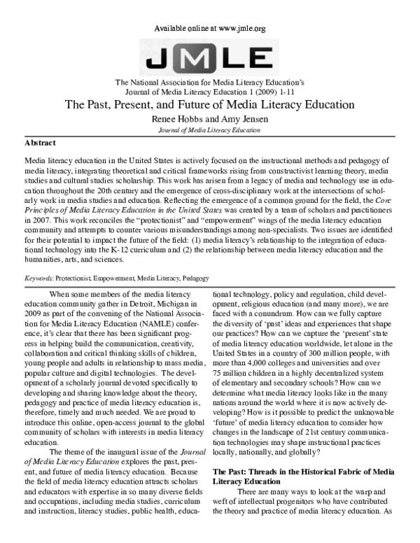 (PDF) The past, present, and future of media literacy education