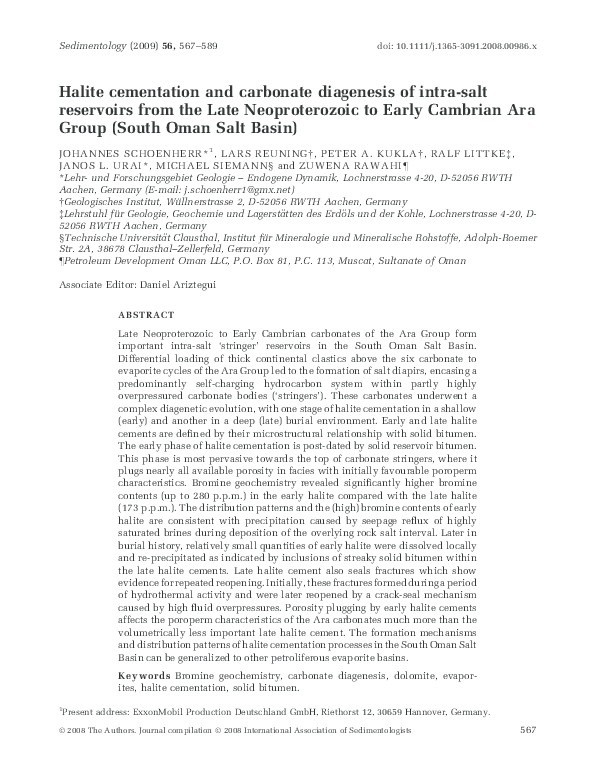 (PDF) Halite cementation and carbonate diagenesis of intra-salt ...