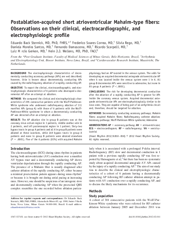 (PDF) Postablation-acquired short atrioventricular Mahaim-type fibers ...