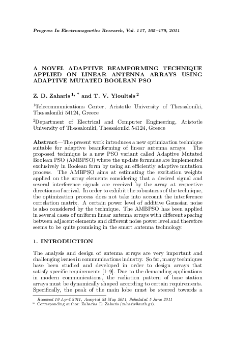(PDF) A NOVEL ADAPTIVE BEAMFORMING TECHNIQUE APPLIED ON LINEAR ANTENNA ARRAYS USING ADAPTIVE ...