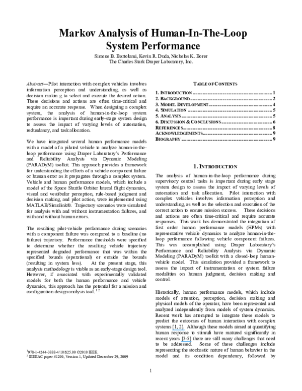 (PDF) Markov analysis of human-in-the-loop system performance