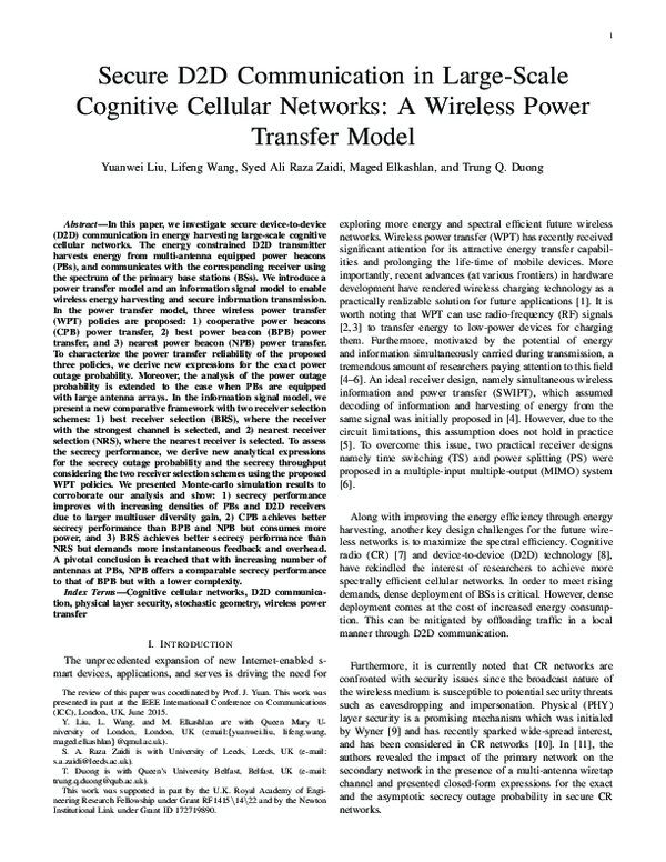 Pdf Secure D2d Communication In Large Scale Cognitive Cellular Networks A Wireless Power