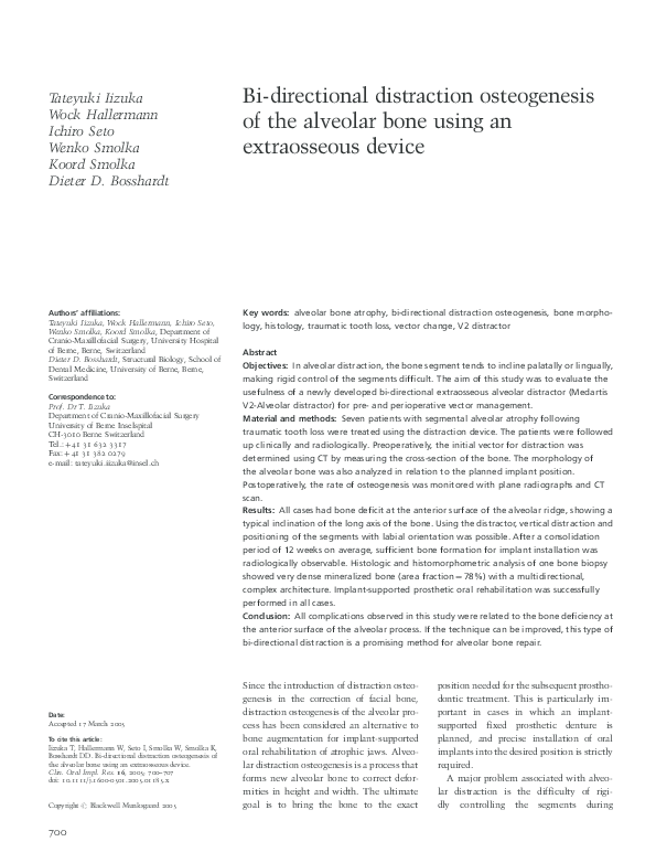 (PDF) Bi-directional distraction osteogenesis of the alveolar bone ...