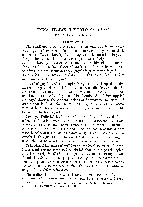 (PDF) Typical findings in pathological grief