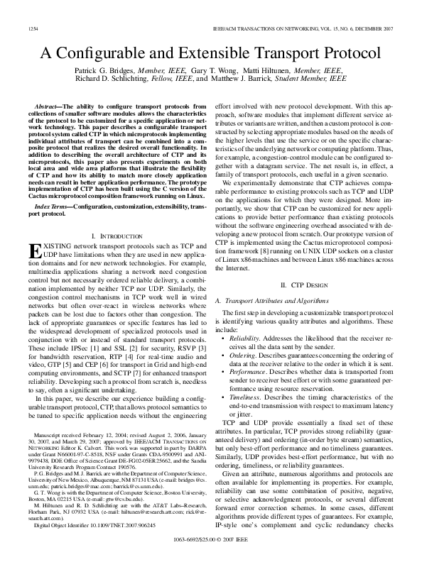 (PDF) A Configurable and Extensible Transport Protocol