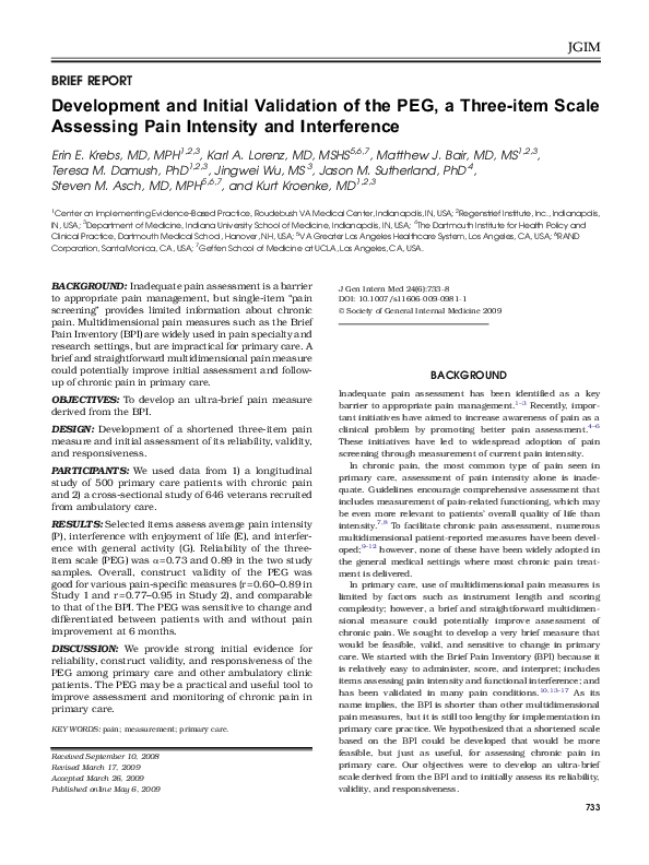 (PDF) Development and Initial Validation of the PEG, a Three-item Scale ...