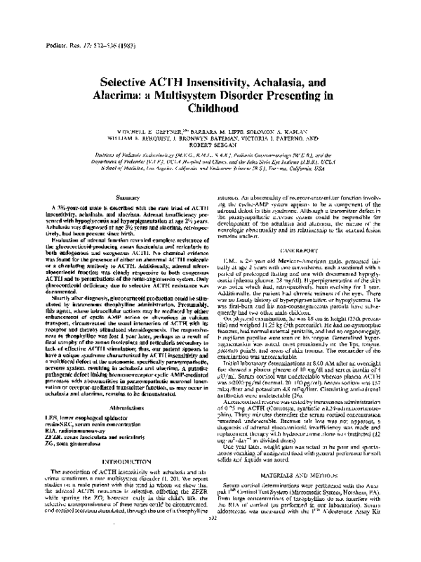 (PDF) Selective ACTH Insensitivity, Achalasia, and Alacrima: a ...