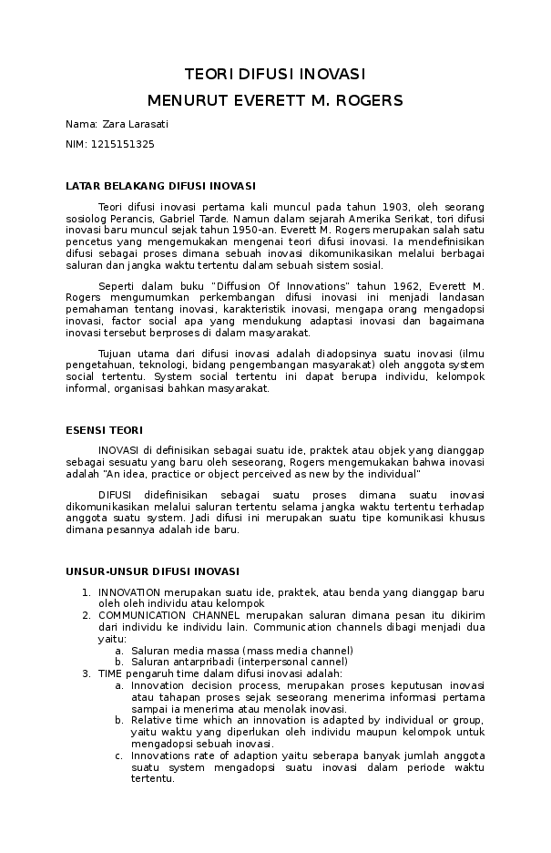 (DOC) TEORI DIFUSI INOVASI