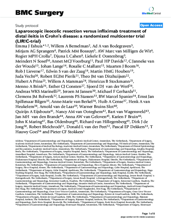 (PDF) Laparoscopic ileocolic resection versus infliximab treatment of ...