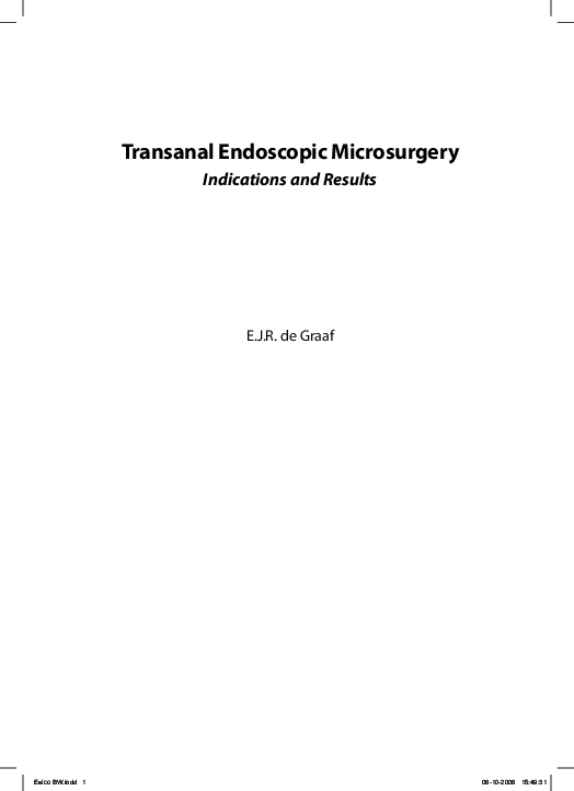 (PDF) Quality of life after transanal endoscopic microsurgery and total mesorectal excision in ...