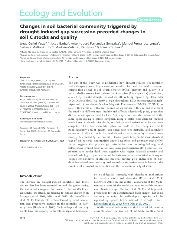 (PDF) Changes in soil bacterial community triggered by drought-induced ...