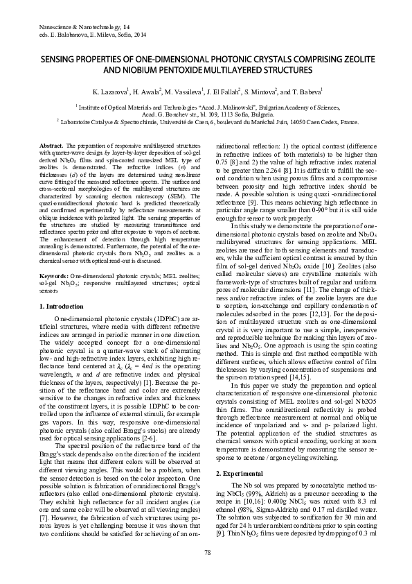 (PDF) Sensing properties of one-dimensional photonic crystals ...
