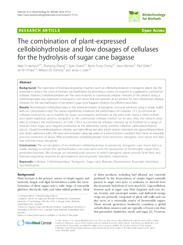 (PDF) The combination of plant-expressed cellobiohydrolase and low ...