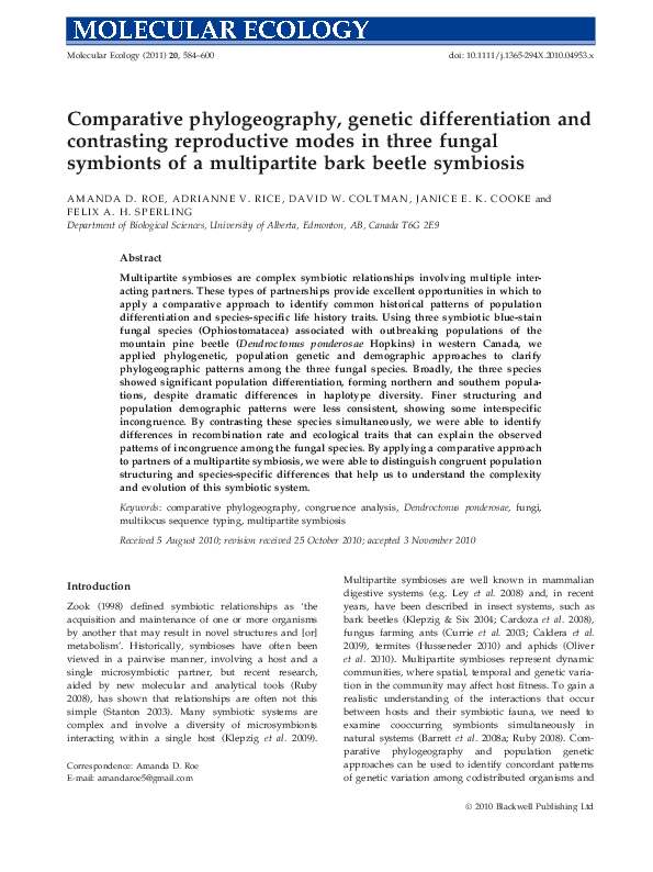(PDF) Comparative phylogeography, genetic differentiation and contrasting reproductive modes in ...