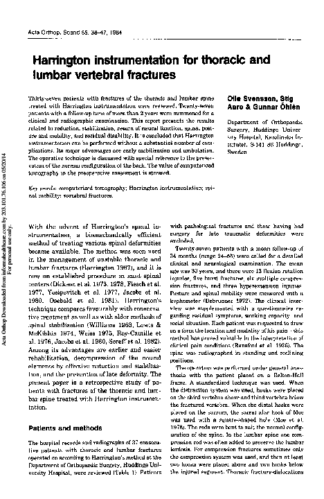 (PDF) Harrington instrumentation for thoracic and lumbar vertebral ...