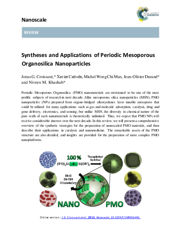 (PDF) Syntheses and Applications of Periodic Mesoporous Organosilica ...