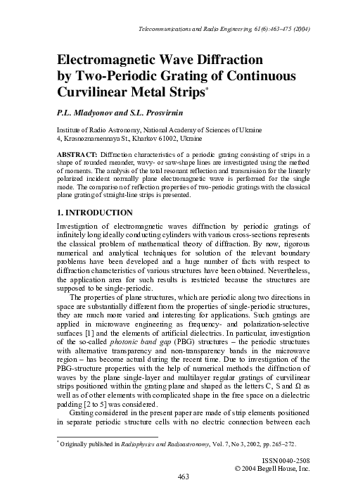 Pdf Electromagnetic Wave Diffraction By Two Periodic Grating Of Continuous Curvilinear Metal