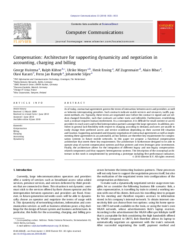 (PDF) Compensation: Architecture for supporting dynamicity and ...