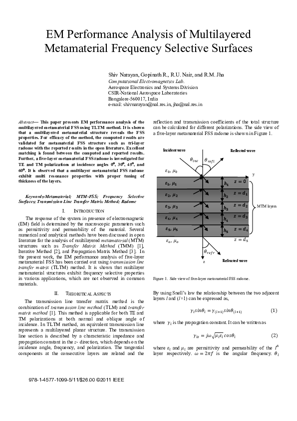 Pdf Em Performance Analysis Of Multilayered Metamaterial Frequency