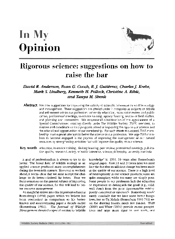 (PDF) Rigorous science: suggestions on how to raise the bar