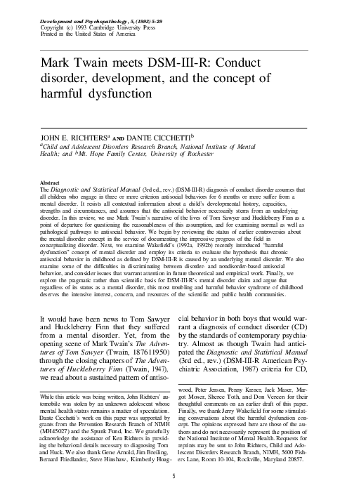 (PDF) Mark Twain Meets DSM-III-R: Conduct disorder, development, and ...