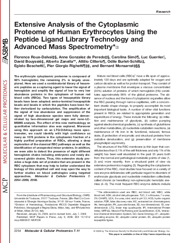 (PDF) Inconsistencies in the red blood cell membrane proteome analysis ...
