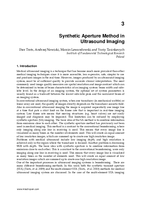 (PDF) Synthetic Aperture Method in Ultrasound Imaging