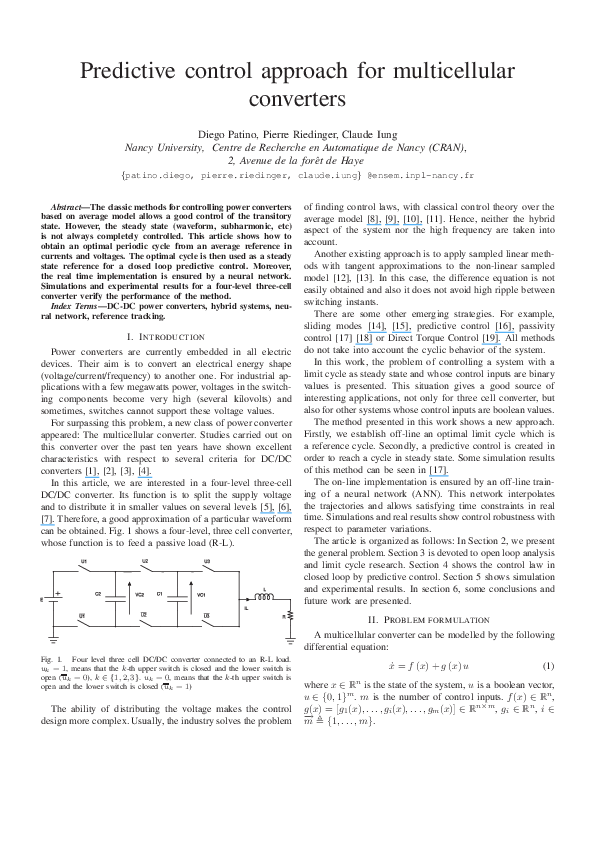 (PDF) Predictive control approach for multicellular converters