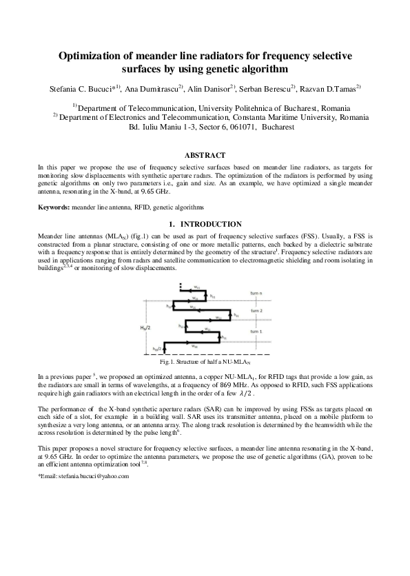 (PDF) Optimization of meander line radiators for frequency selective surfaces by using genetic ...