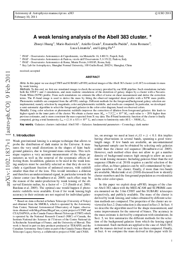 (PDF) Weak Lensing Mass Estimation of Abell 2163 Cluster