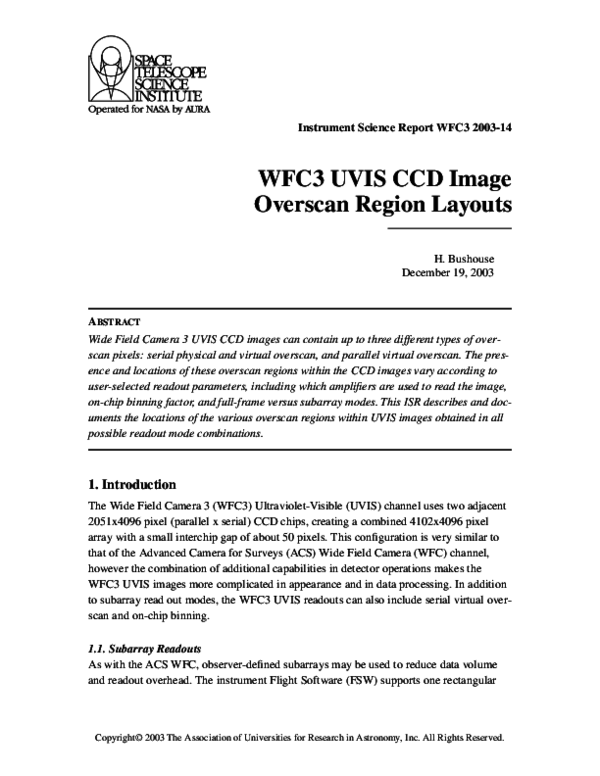 (PDF) WFC3 UVIS CCD Image Overscan Region Layouts