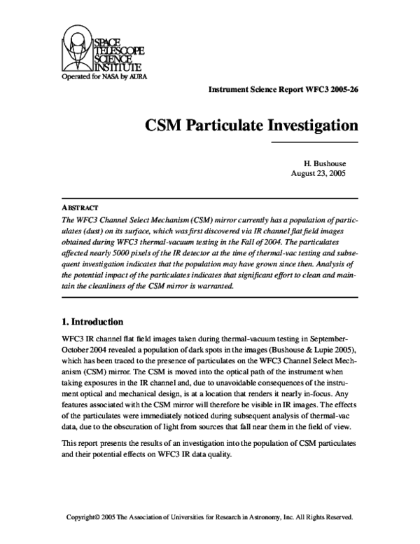 (PDF) CSM Particulate Investigation