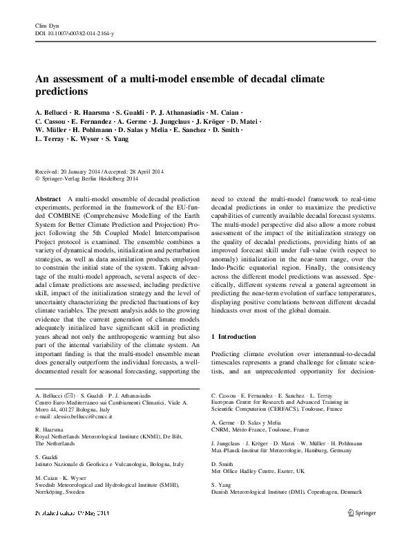 (PDF) An assessment of a multi-model ensemble of decadal climate ...
