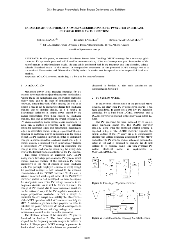 (PDF) Enhanced MPPT control of a two-stage grid-connected PV system under fast-changing ...