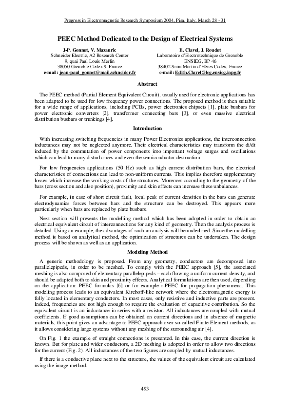 (PDF) PEEC method dedicated to the design of electrical systems